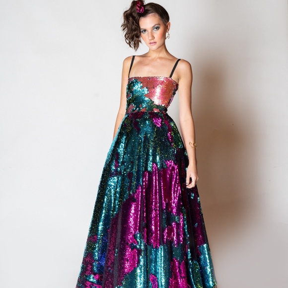 margarita alvarez | Dresses | Sequin Multicolor Prom Dress | Poshmark